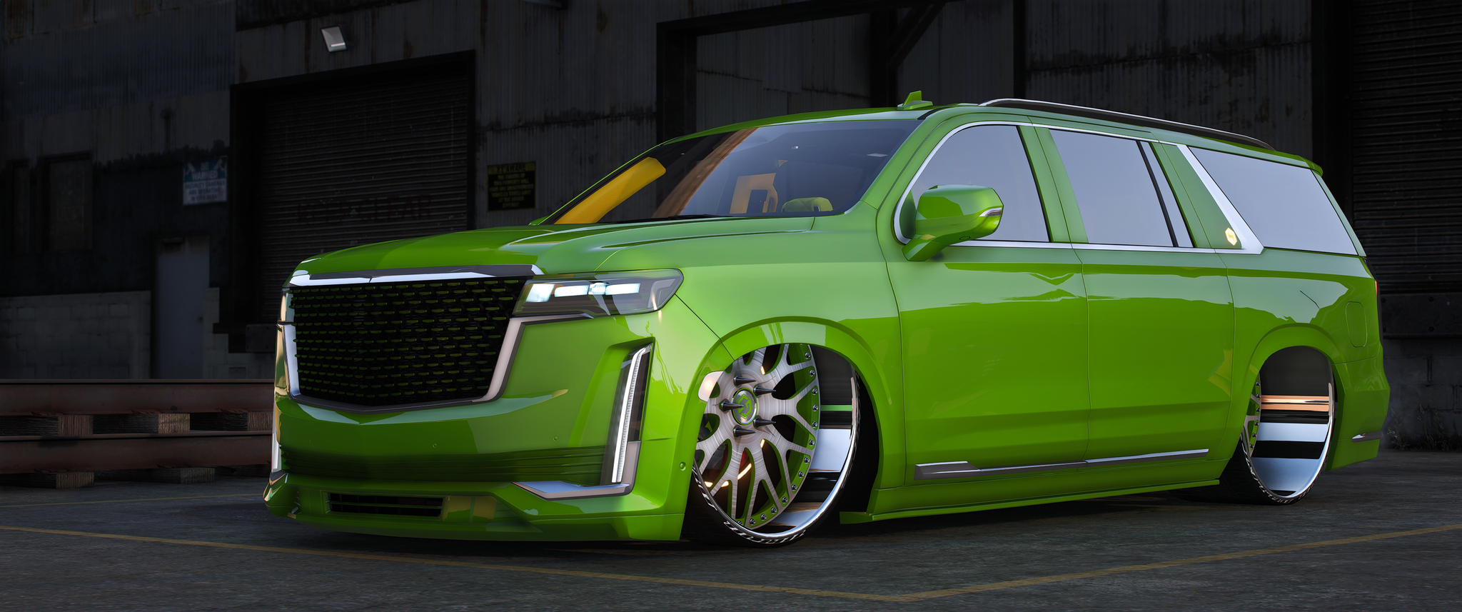 (Debadged) CADILLAC ESCALADE 2 ESV EE SEMA BAGGED – Fivem Dealership